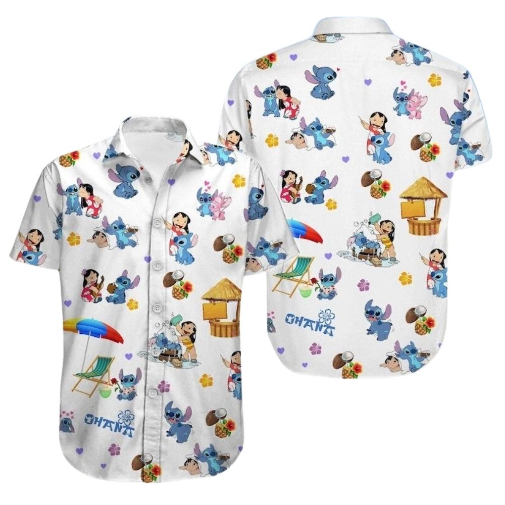 Lilo And Stitch Ohana Summer Beach Vacation Hawaiian Shirt - Lesgusa